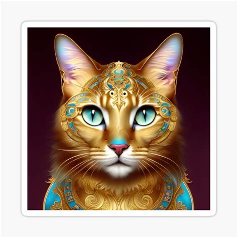 Gold Cat Sticker For Sale By Mintygreenart Redbubble