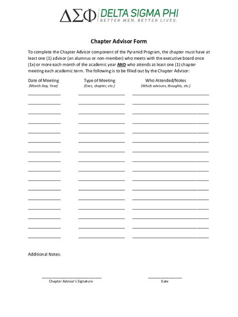 Fillable Online Chapter Advisor Form Fax Email Print Pdffiller