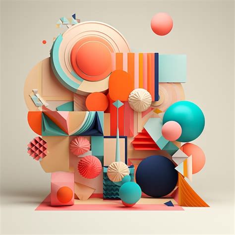 Abstract Art Made From 3d Geometric Shapes Premium Ai Generated Image