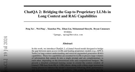 Paper Page Chatqa 2 Bridging The Gap To Proprietary Llms In Long Context And Rag Capabilities