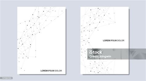 점과 선을 연결 하는 미니멀 한 디자인의 벡터 그림입니다 과학 기술 개념의 추상적인 기하학적 배경 표지 브로셔 레이아웃 전단지 책 배너에 대한 템플릿 0명에 대한 스톡 벡터