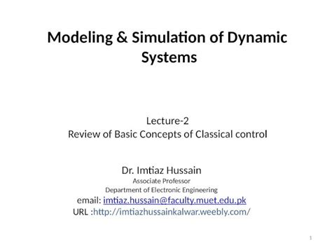 Pptx Modeling And Simulation Of Dynamic Systems Lecture 2 Review Of Basic Concepts Of Classical