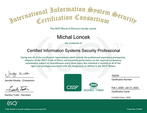 Certifikát Cissp