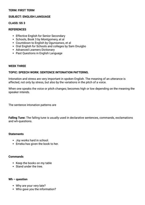Solution Speech Work Sentence Intonation Patterns Studypool