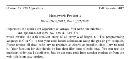 Solved Implement The Quickselect Algorithm On Arrays You