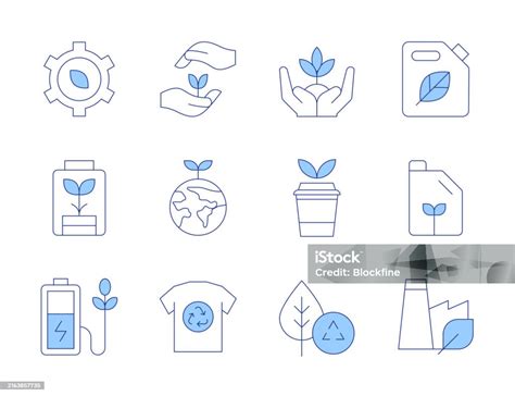 생태학 아이콘 라인 이중톤 스타일 편집 가능한 스트로크 에코 배터리 성장 녹색 공장 재활용 녹색 지구 에코 연료 생태 및 환경 커피 컵 식물 옷 0명에 대한 스톡 벡터 아트