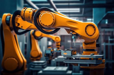 Premium Ai Image Automated Robot Arm Assembly Line