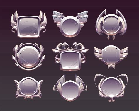 Game Level Metallic Ui Icons Empty Silver Badges Vector Art At Vecteezy