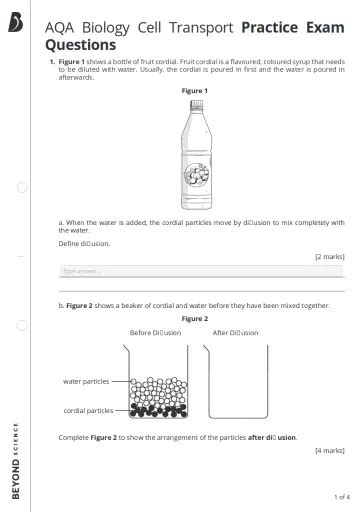 Aqa Biology Diffusion Exam Questions Interactive Worksheet Edform