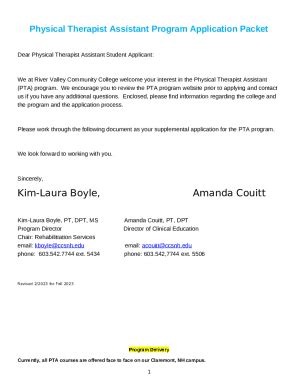 PTA Program Application Packet PDF Doc Template PdfFiller