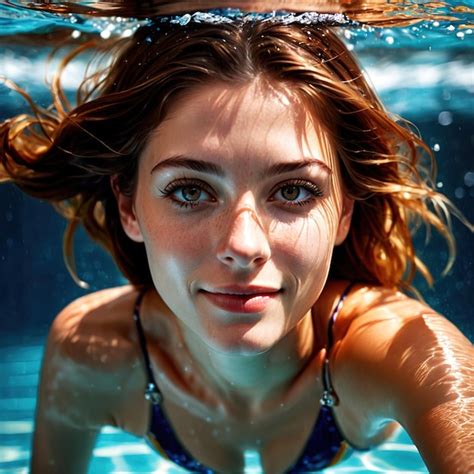 Premium Photo Smiling Athletic Woman Doing Artistic Swimming Exercise Sport Activity