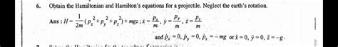 Solved 6 Obtain The Hamiltonian And Hamiltons Equations