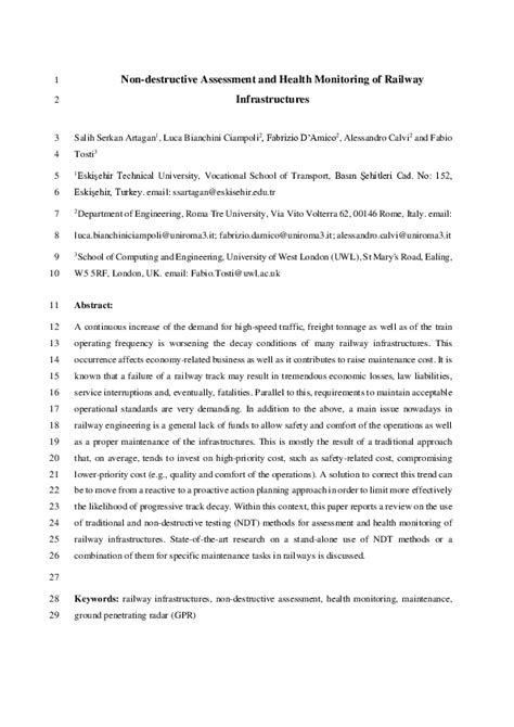 Pdf Non Destructive Assessment And Health Monitoring Of Railway