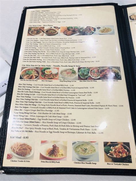 Menu At Saigon Kitchen Restaurant San Jose Story Rd 1005
