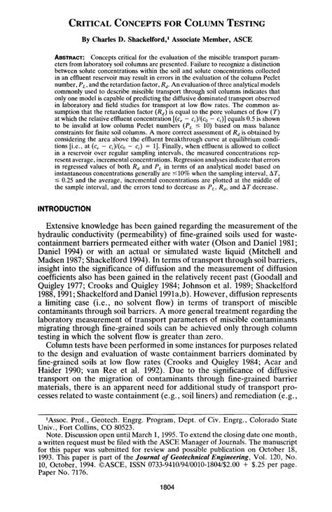 Pdf Critical Concepts For Column Testing