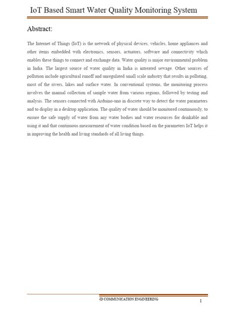 Iot Based Smart Water Quality Monitoring System Pdf Embedded System Internet Of Things