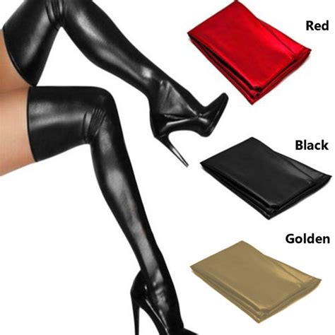 Sexy Womens Spandex Latex Rubber Stockings Wetlook Thigh High Socks Wish