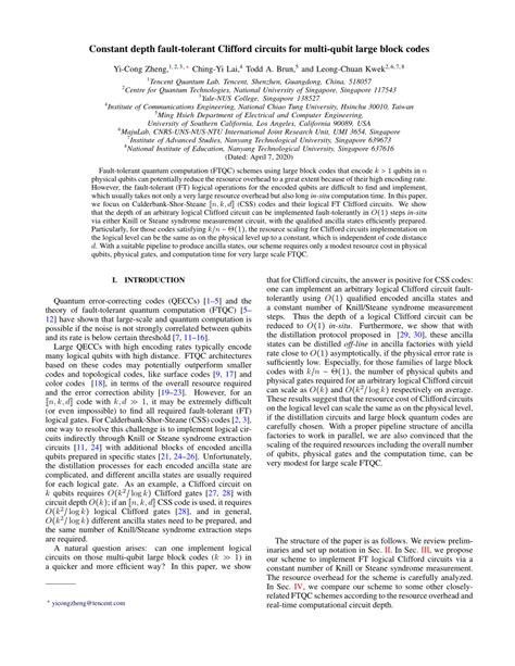 pdf constant depth fault tolerant clifford circuits for multi qubit