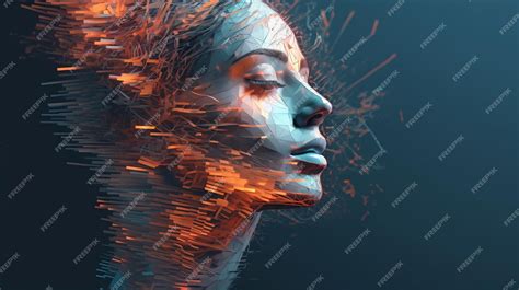 Premium Ai Image Abstract Digital Human Face Generative Ai