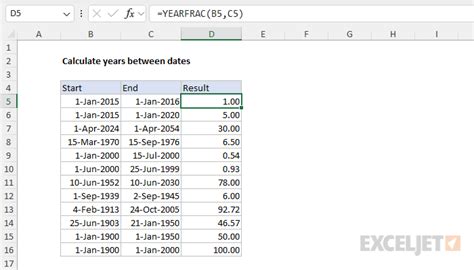 Calculate Years Between Dates Excel Formula Exceljet