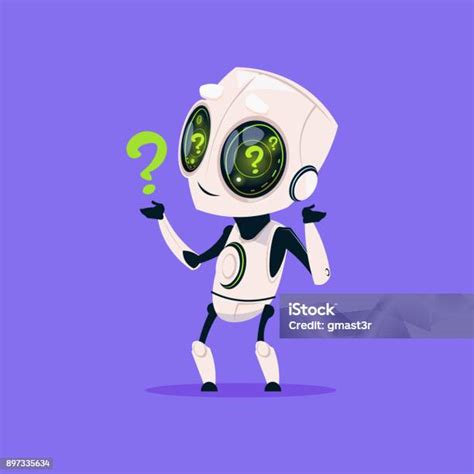 파란색 배경 현대 기술 인공 지능 개념에 물음표 격리 아이콘 귀여운 로봇 개념에 대한 스톡 벡터 아트 및 기타 이미지 개념 개념 기호 개발 Istock