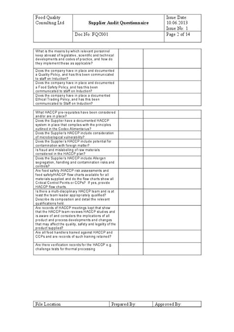 Haccp Food Safety Audit Checklist At Carmen Watkins Blog