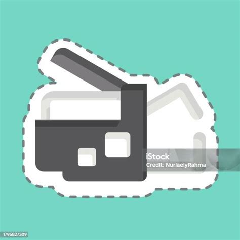 스티커 라인 컷 스폿 용접 용접기 장비 기호와 관련이 있습니다 심플한 디자인 편집 가능 간단한 일러스트레이션 공장 산업 건물에