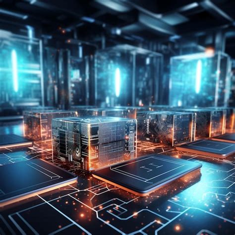 Premium Ai Image Quantum Nexus Futuristic Image Of Glowing Quantum Computer In Data Center