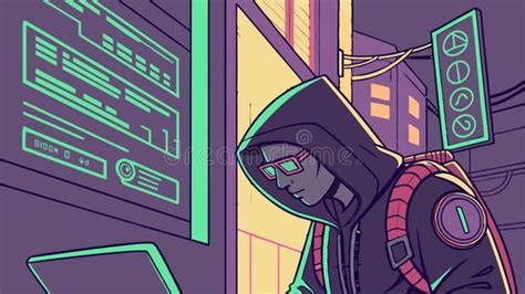 Hacker At Computer Cybersecurity Concept Art Vector Design Generative Ai Stock Vector