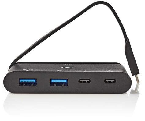 Nedis USB C HUb 2x USB C 2x USB 3 0 with Power Delivery 100 W Svart USB C hub med støtte for