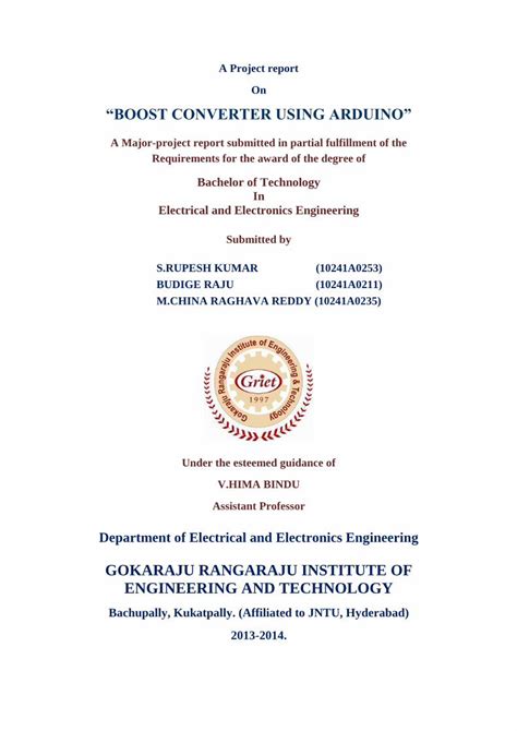 Pdf “boost Converter Using Arduino” · Pdf Filea Project Report On “boost Converter Using