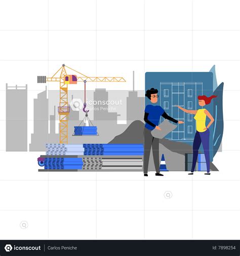 Female Architech At Construction Site Animation By Carlos Peniche Lottiefiles