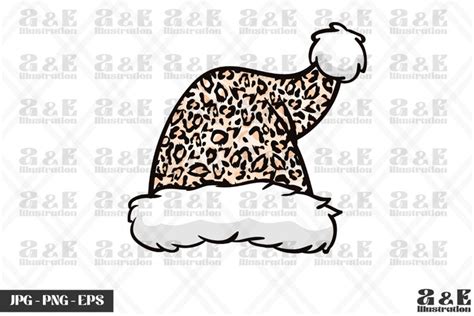 Boho Leaopard Print Santa Hat Christmas