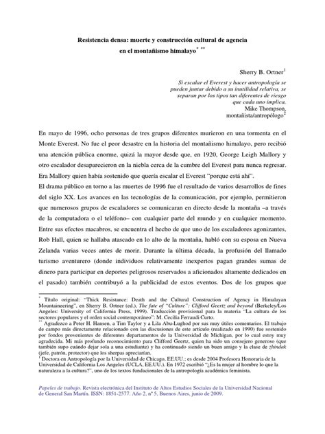 Sherry B Ortner Pdf El Monte Everest Michel Foucault