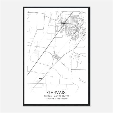 Gervais Oregon Map Poster Modern Home Decor Wall Art Print Custom