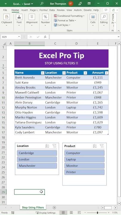 Say Goodbye To Filters And Improve Your Excel Data Filtering Skills Howto Tutorial Youtube