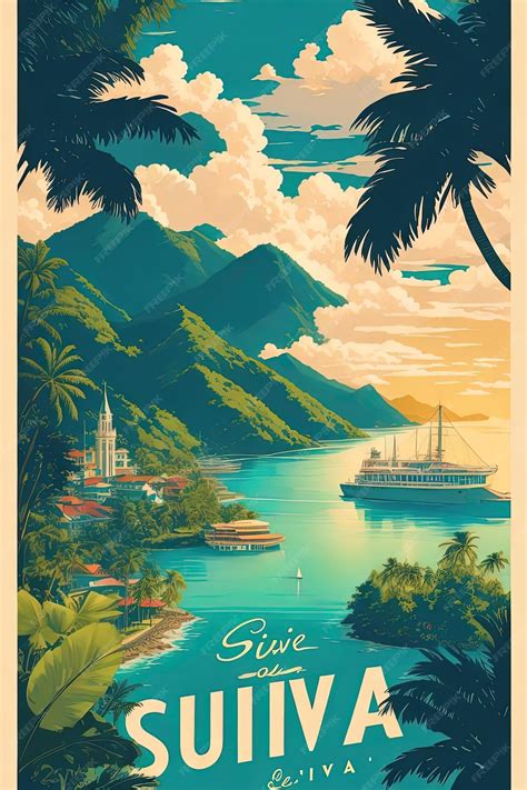 Premium Photo Retro Travel Adventure Suva Fiji Islands Poster