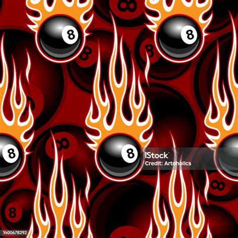 당구 풀 스누커 8 볼 아이콘과 불꽃과 원활한 디지털 벡터 패턴 8에 대한 스톡 벡터 아트 및 기타 이미지 8 개념 개념과 주제 Istock