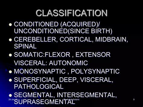Reflexes Clasifications And Functions Pptx