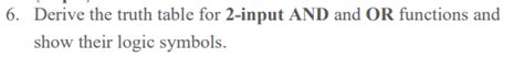 Solved 6 Derive The Truth Table For 2 Input AND And OR Chegg Com
