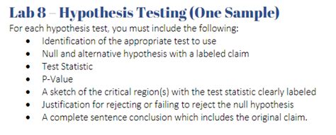 Solved Lab 8 Hypothesis Testing One Sample For Each