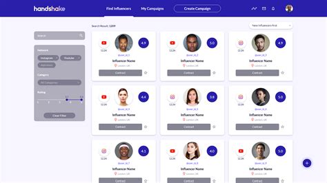 Handshake Find Influencers Ui Design Behance