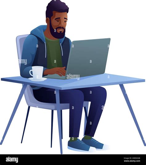 Man Using Laptop Computer Cartoon Illustration Stock Vector Image And Art Alamy