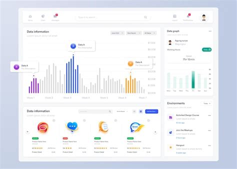 Premium Vector Ui Ux Infographic Dashboard Ui Design With Graphs Charts And Diagrams Web
