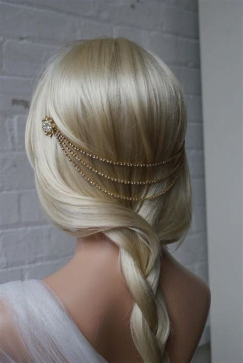 Gold Headpiece With Pearls Bohemian Wedding Headpiece Gold Chain