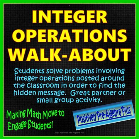 Integer Operations Walk About By Positively Pre Algebra Plus Tpt