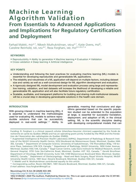 2020 Maleki Neuroimageclin Machine Learning Algorithm Validation Pdf Cross Validation