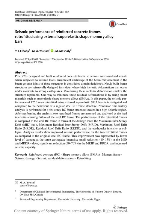 Seismic Performance Of Reinforced Concrete Frames Retrofitted Using External Superelastic Shape