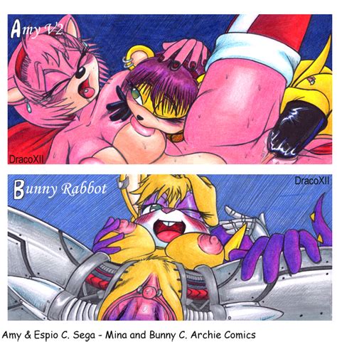 Rule 34 Amy Rose Anthro Archie Comics Breasts Bunnie Rabbot Chameleon