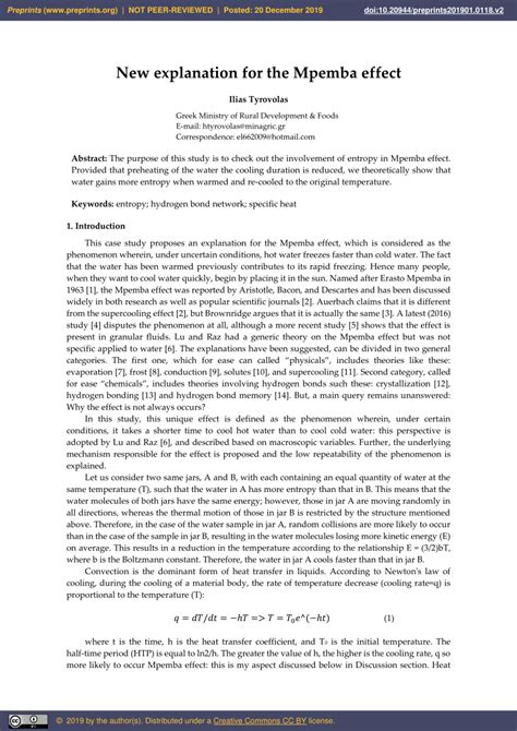 Pdf New Explanation For The Mpemba Effect